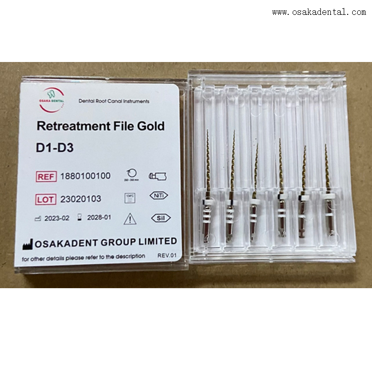 Dental retreatment files with golden type for dental endodontic files ...